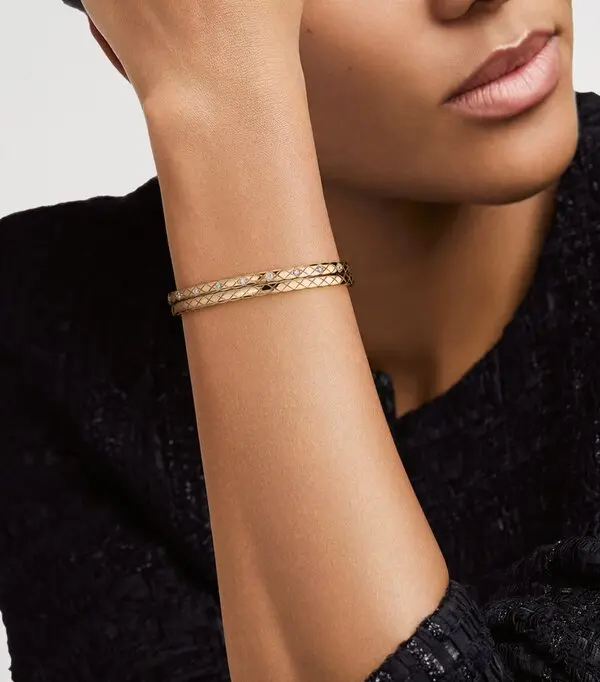 Chanel 18k Gold Diamond Coco Crush Bangle