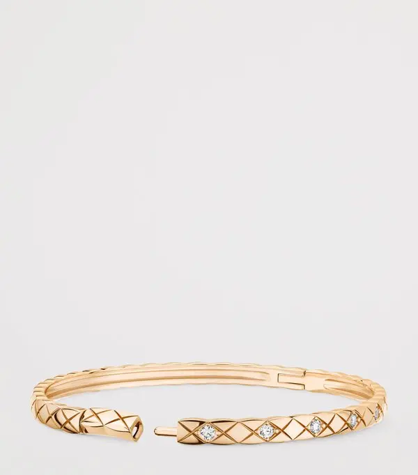 Chanel 18k Gold Diamond Coco Crush Bangle