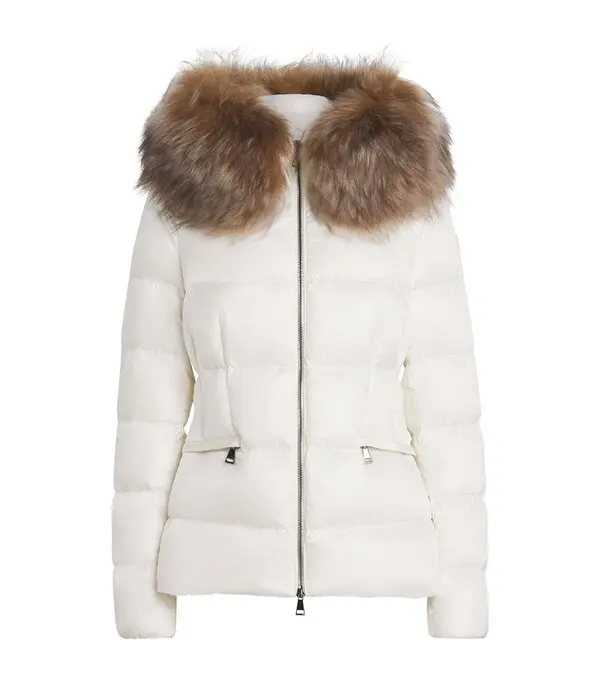 Moncler Shearling Trim Boed Puffer Jacket - Beige