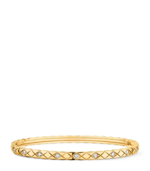 Chanel 18k Gold Diamond Coco Crush Bangle - Yellow