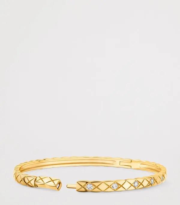 Chanel 18k Gold Diamond Coco Crush Bangle - Yellow