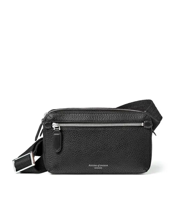 ASPINAL OF LONDON Leather Reporter Compact Belt Bag - Black