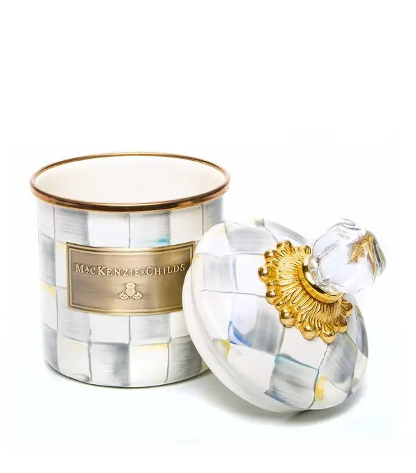 MACKENZIE-CHILDS Demi Sterling Check Canister - Silver