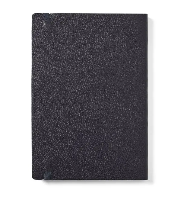 ASPINAL OF LONDON Grained Leather Bound A5 Notebook - Navy