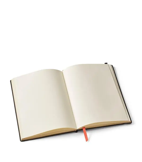 ASPINAL OF LONDON Grained Leather Bound A5 Notebook - Navy