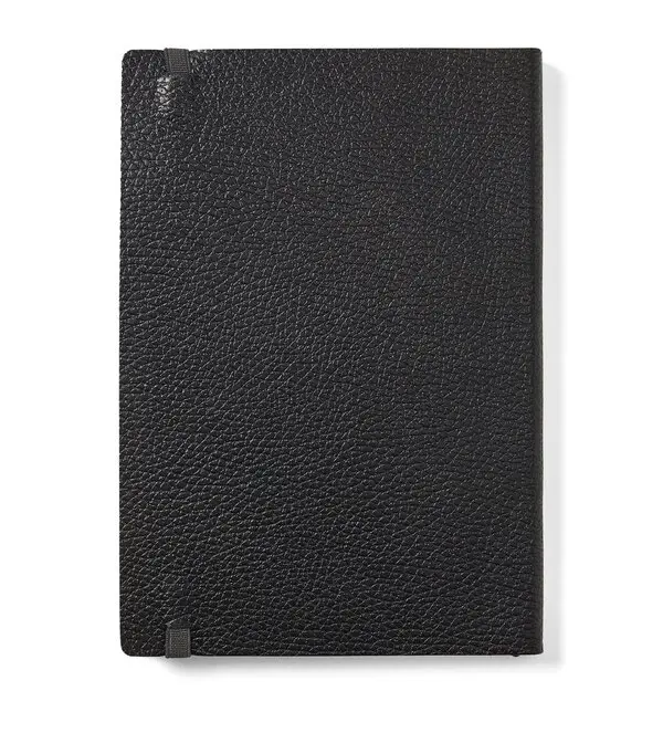 ASPINAL OF LONDON Grained Leather Bound A5 Notebook - Black
