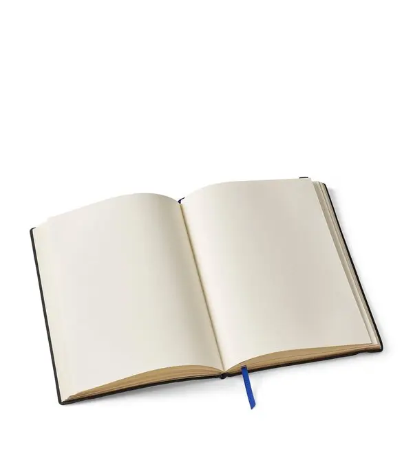 ASPINAL OF LONDON Grained Leather Bound A5 Notebook - Black