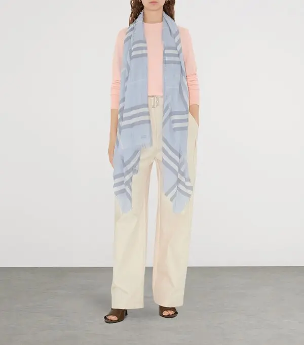 Burberry Wool Wide Check Scarf