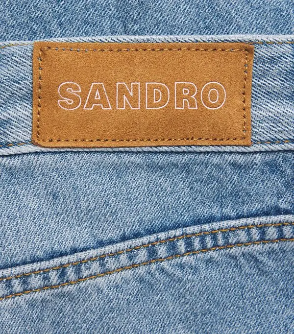 Sandro Wide-leg Jeans With Cargo Pockets - Blue