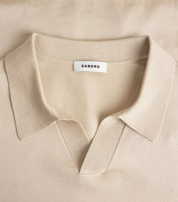 Sandro Knitted Polo Shirt - Beige