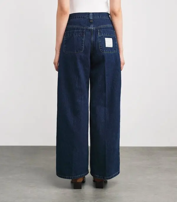 Sandro Wide-leg Jeans With Buttoned Pockets - Blue