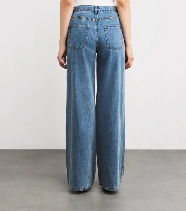 Sandro Embellished Wide Leg Jeans