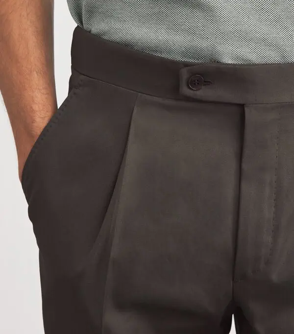 Brioni Pleated Cotton Trousers