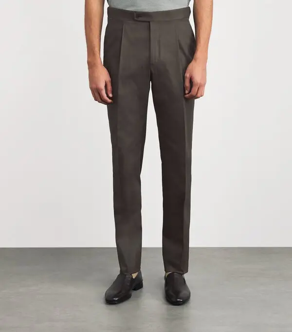 Brioni Pleated Cotton Trousers