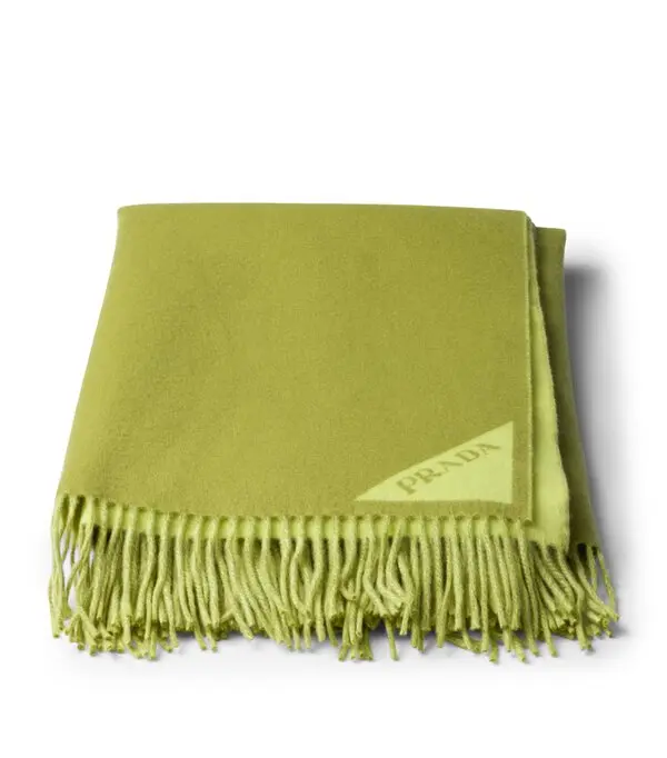 Prada Wool-cashmere Jacquard Logo Throw
