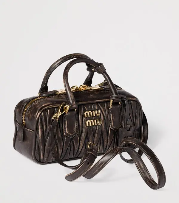Miu Miu Matelassé Leather Arcadie Top-handle Bag - Brown
