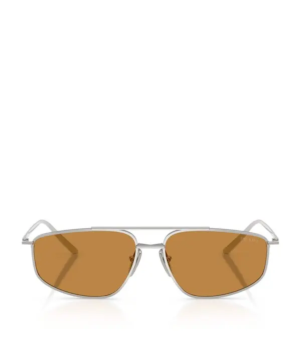 Prada Metal Rectangular Sunglasses - Silver