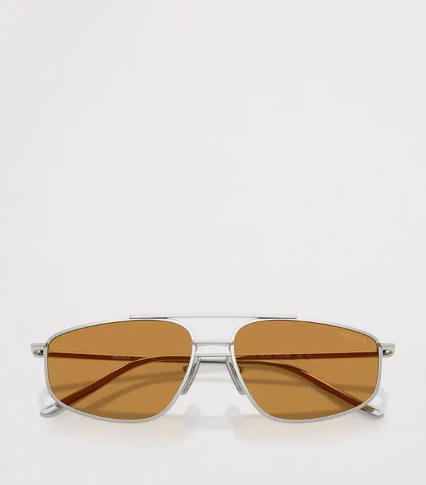 Prada Metal Rectangular Sunglasses - Silver