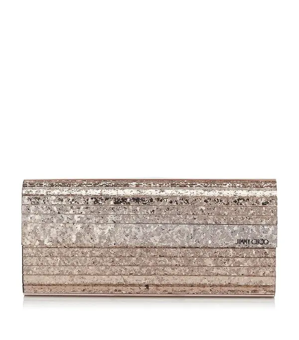 JIMMY CHOO Glitter Sweetie Clutch With Chain Strap - Pink