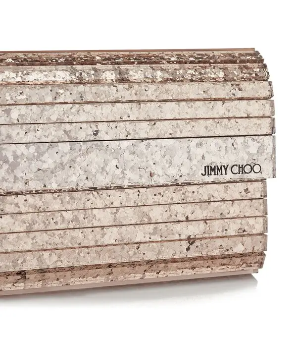 JIMMY CHOO Glitter Sweetie Clutch With Chain Strap - Pink