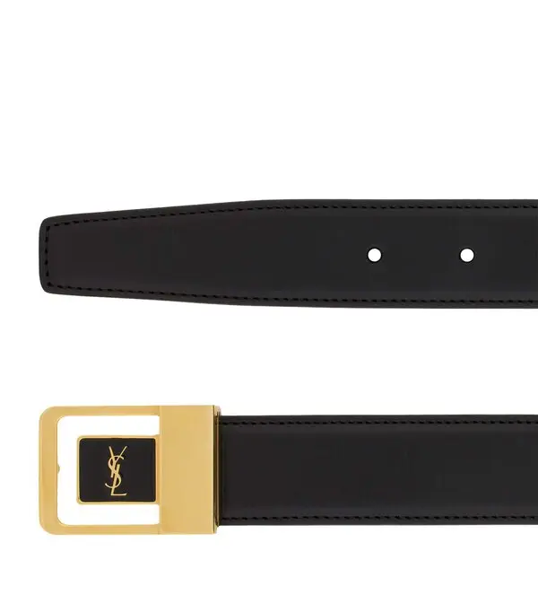 Saint Laurent Leather Logo Belt - Black