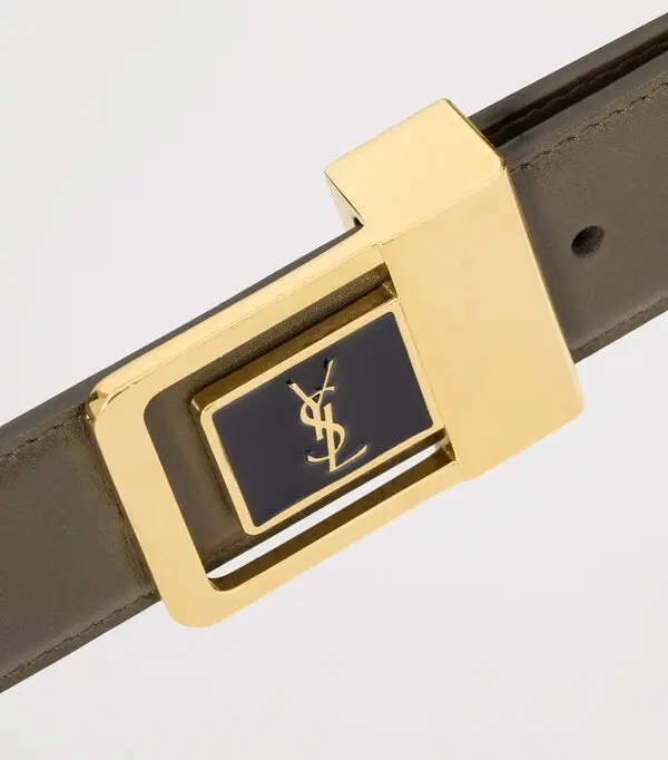Saint Laurent Leather Logo Belt - Black