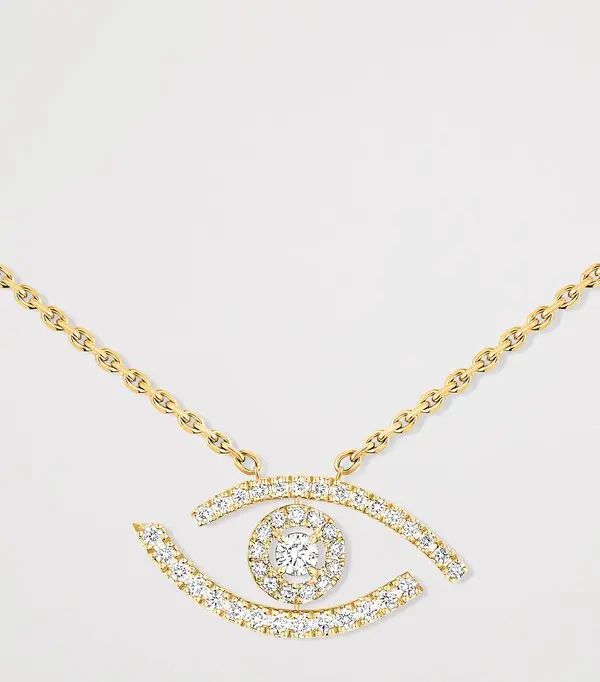 Messika Lucky Eye Yellow And Diamond Pavé Necklace