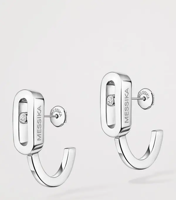 Messika Move Uno White Gold And Diamond Mini Hoop Earrings
