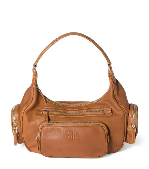 Miu Miu Nappa Leather Pocket Top-handle Bag - Brown