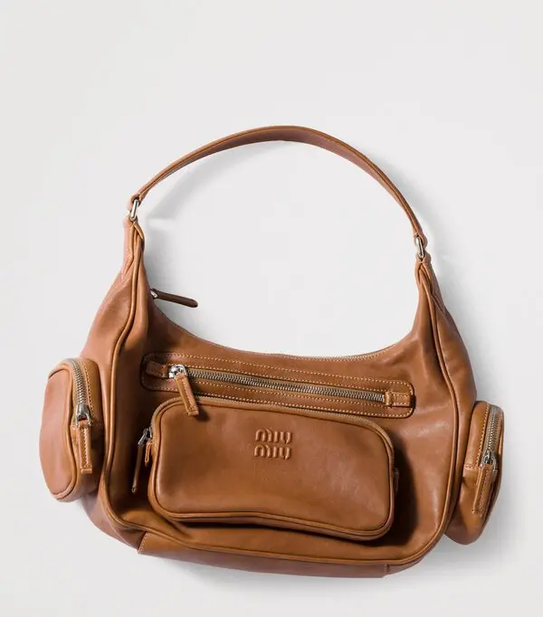 Miu Miu Nappa Leather Pocket Top-handle Bag - Brown