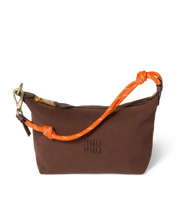 Miu Miu Gabardine Pouch With Wristlet - Brown