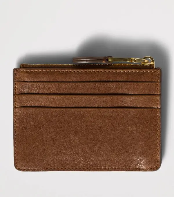 Miu Miu Nappa Leather Embossed Card Holder - Brown
