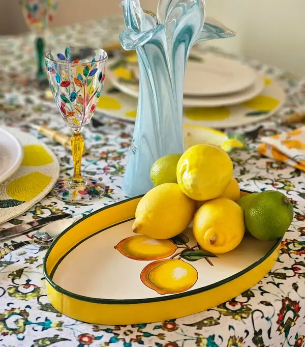 LES-OTTOMANS Iron Lemon Tray - Yellow