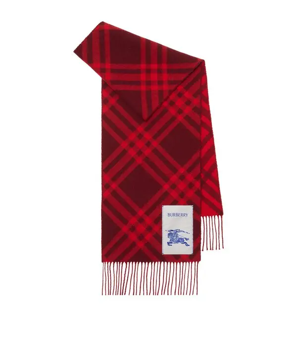 Burberry Cashmere Check Scarf - Red
