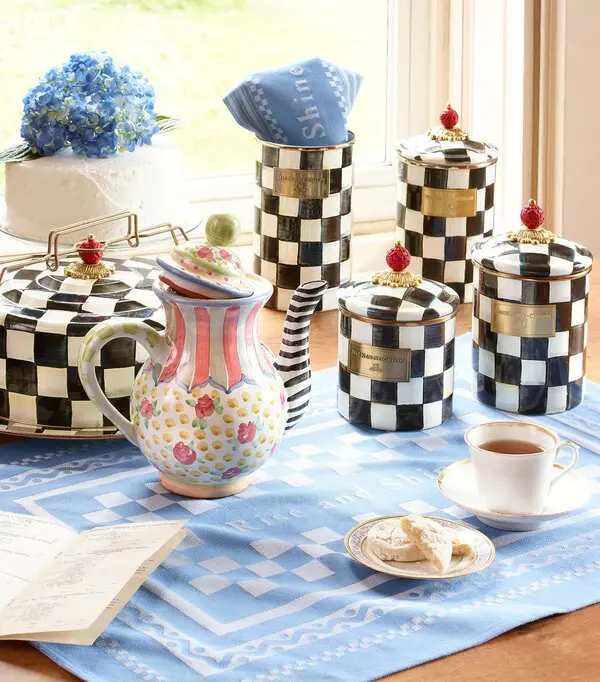 MACKENZIE-CHILDS Small Courtly Check Enamel Canister