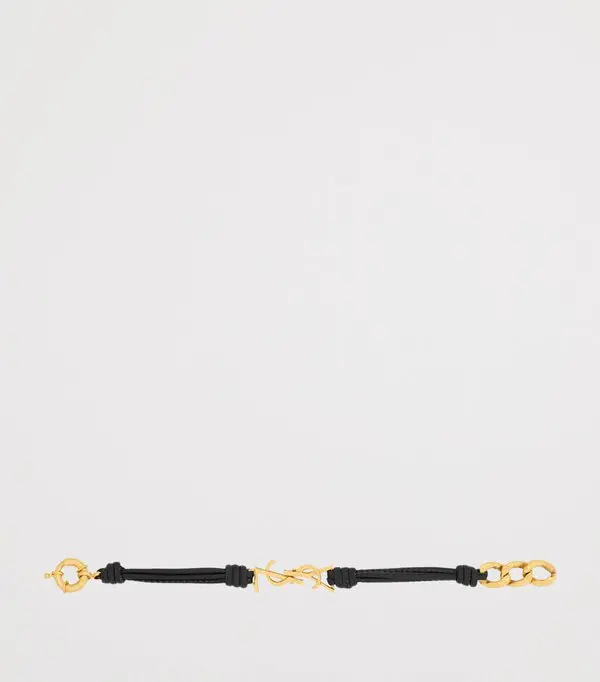 Saint Laurent Leather Cassandre Bracelet