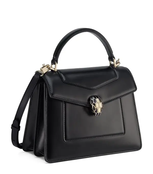 BVLGARI Leather Serpenti Forever Top-handle Bag - Black