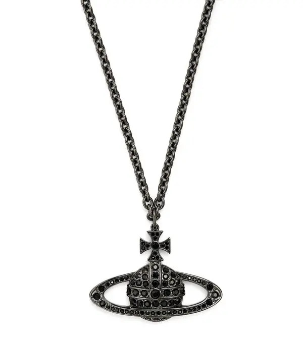 VIVIENNE WESTWOOD Embellished Bas Relief Orb Pendant Necklace - Silver