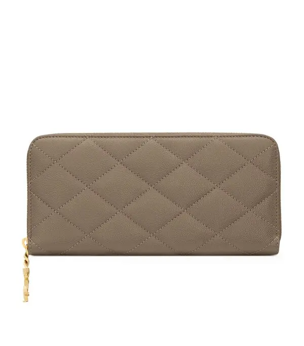 Saint Laurent Matelassé Zip-up Wallet - Grey