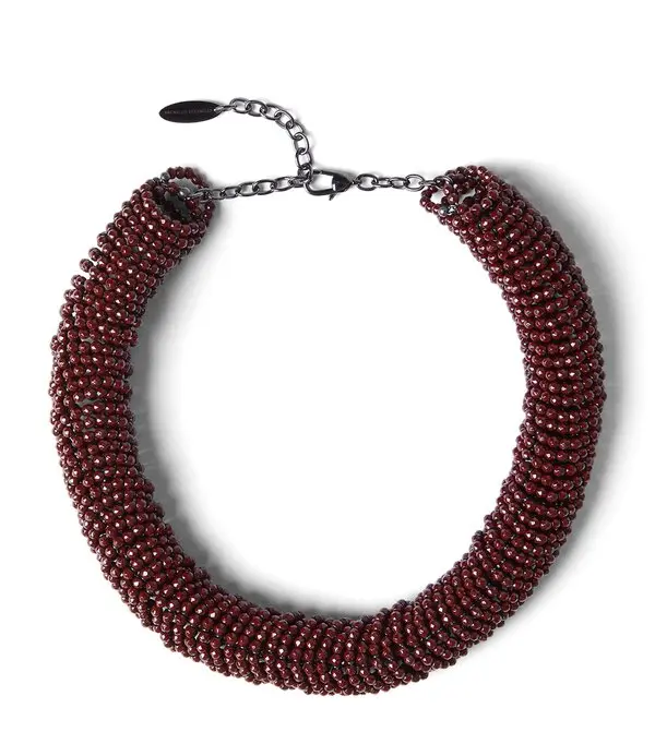 Brunello Cucinelli Hematite And Sterling Silver Beaded Necklace - Red