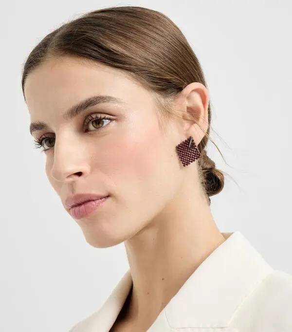 Brunello Cucinelli Sterling Silver And Hematite Earrings
