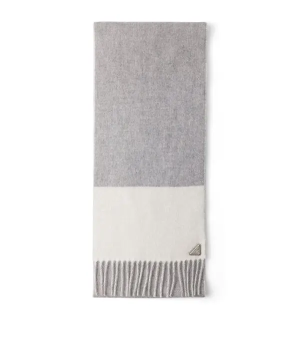 Prada Cashmere Logo Scarf - Grey