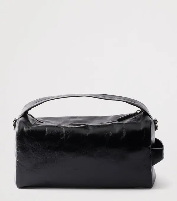 Prada Antiqued Leather Cross-body Bag - Black