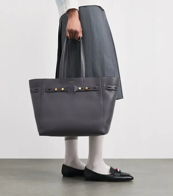 Thom Browne Leather Cabas Tote Bag