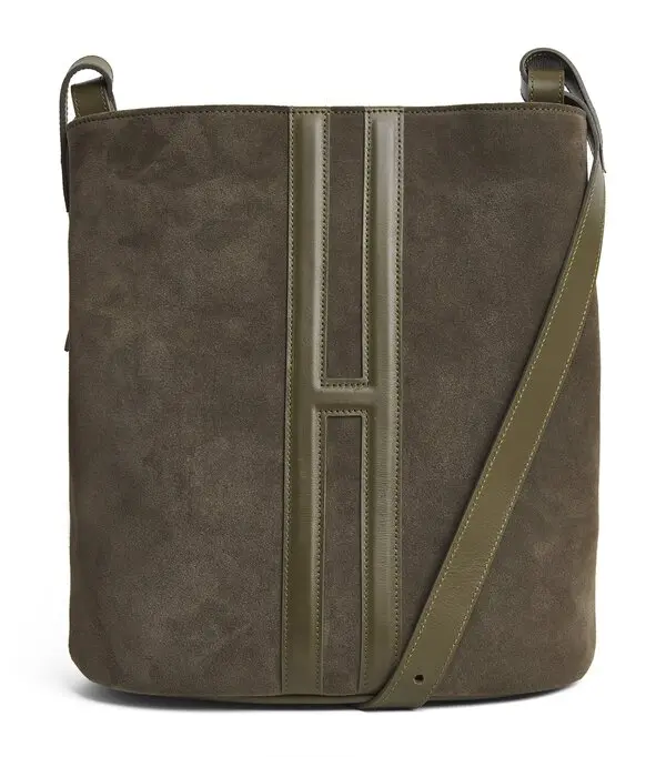 Harrods X Tusting Suede H Tote Bag - Green