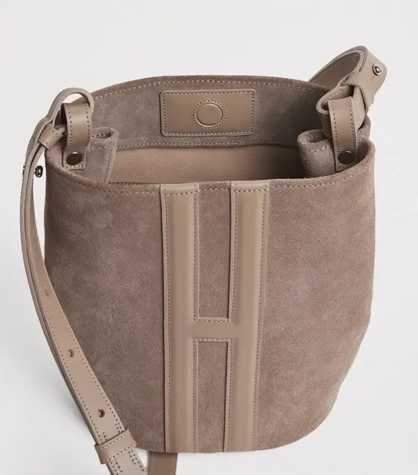 Harrods Medium Suede H Cross-body Bag - Neutral