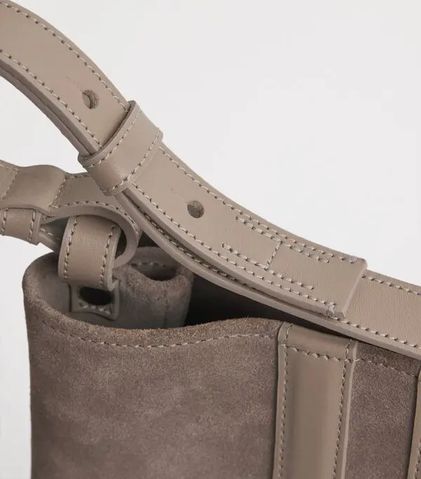 Harrods Medium Suede H Cross-body Bag - Neutral