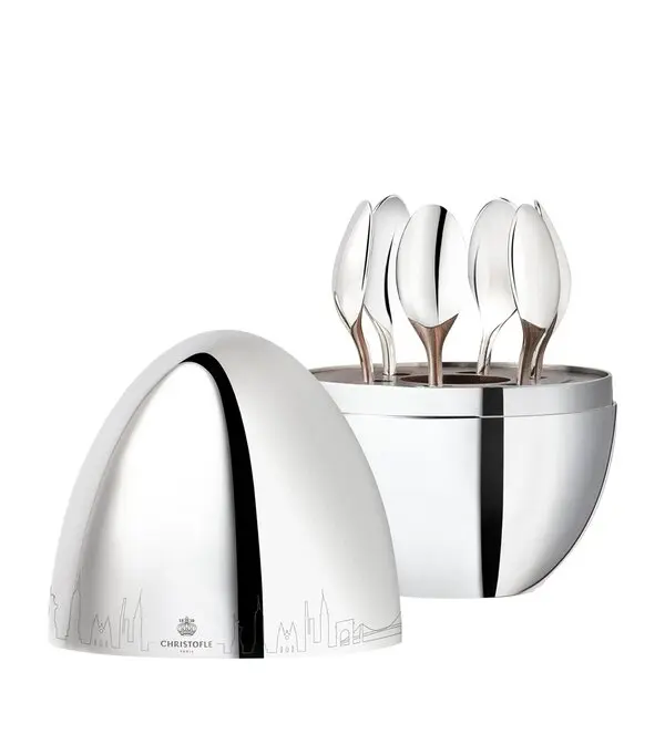 Christofle New York Mood 6-piece Espresso Spoon Set With Chest - Silver
