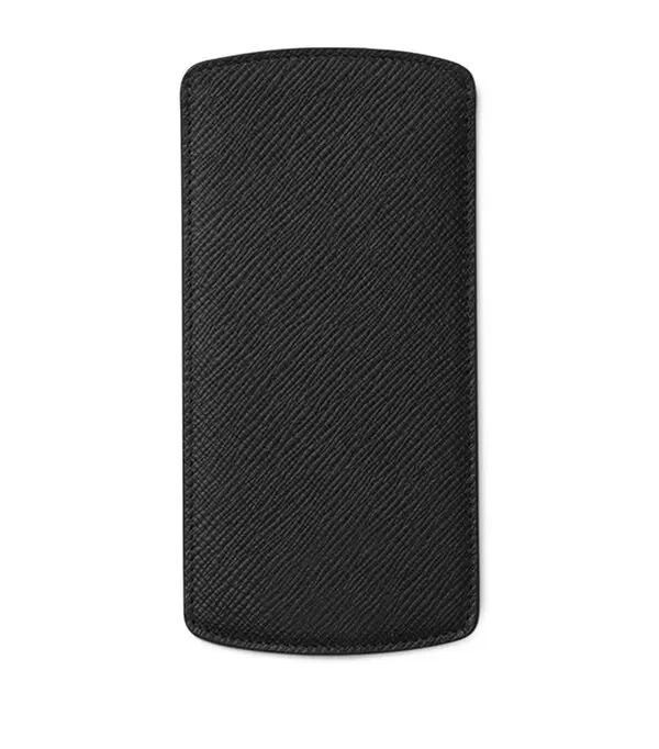 Smythson Panama Leather Glasses Case - Black