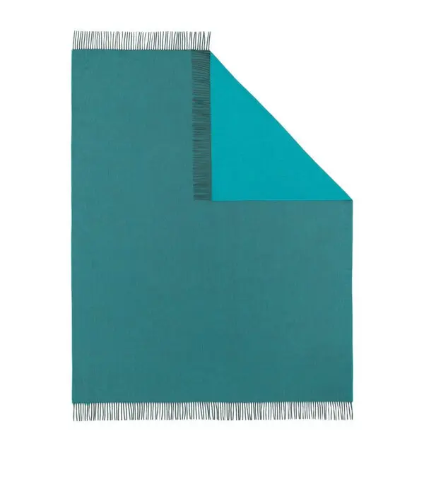 BEGG X CO Cashmere Reversible Arran Throw Blanket - Turquoise